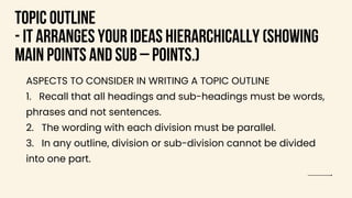 TOPIC SENTENCE ( TOPIC OUTLINE AND SENTENCE OUTLINE.pdf