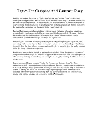Topics For Compare And Contrast Essay.pdf