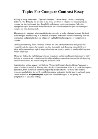 Topics For Compare Contrast Essay.pdf