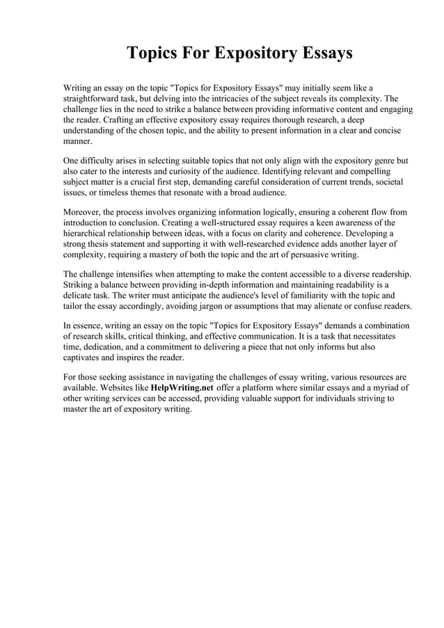 Topics For Expository Essays. University of the Rockies | PDF ...