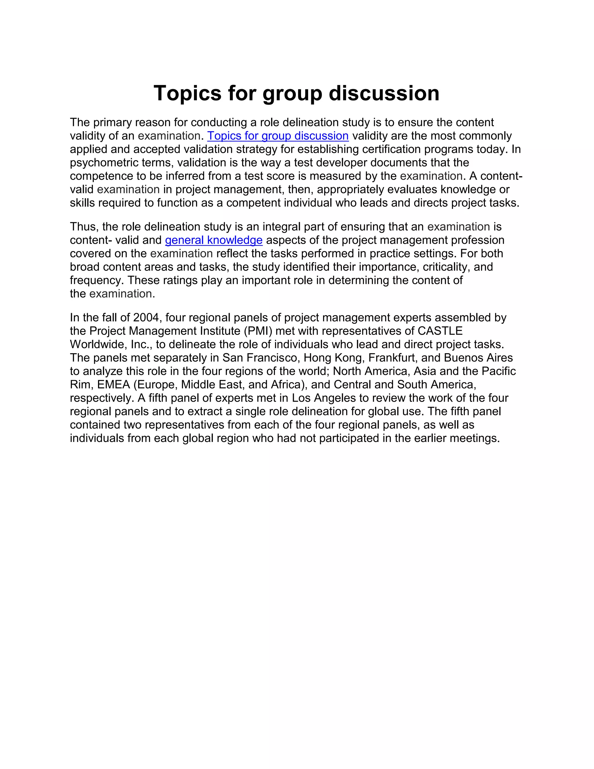 Topics for group discussion | PDF | Education