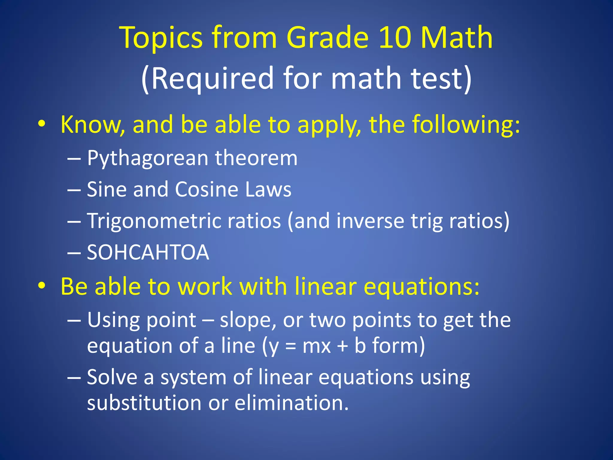 Academic class math topics | PPTX