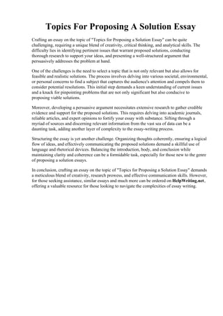 Topics For Proposing A Solution Essay.pdf