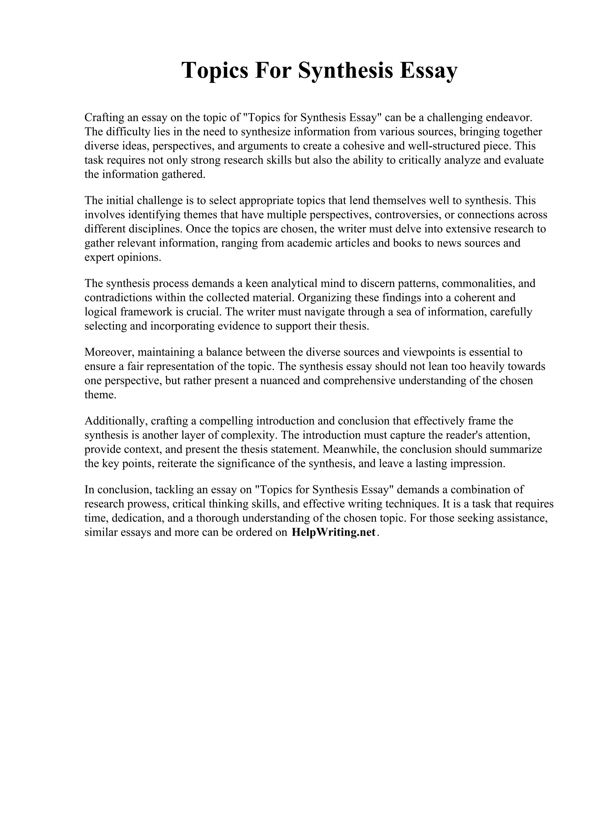 Topics For Synthesis Essay.pdf