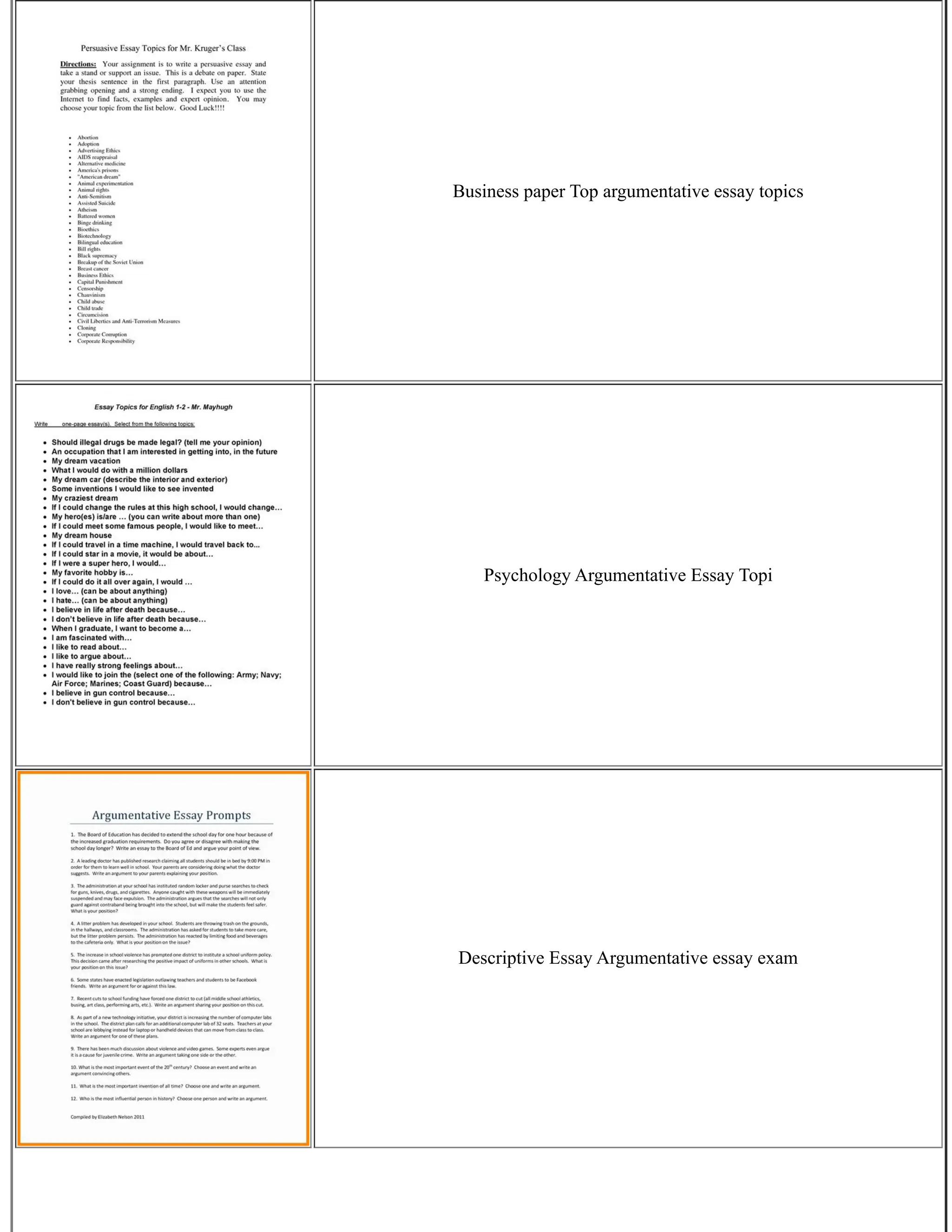 Topics For Writing An Argumentative Essay | PDF