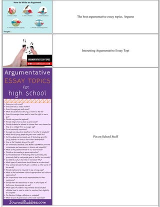 Topics For Writing An Argumentative Essay | PDF