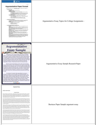 Topics For Writing An Argumentative Essay | PDF