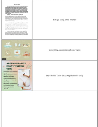 Topics For Writing An Argumentative Essay | PDF