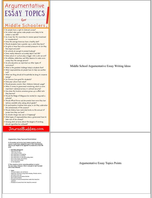 Topics For Writing An Argumentative Essay | PDF