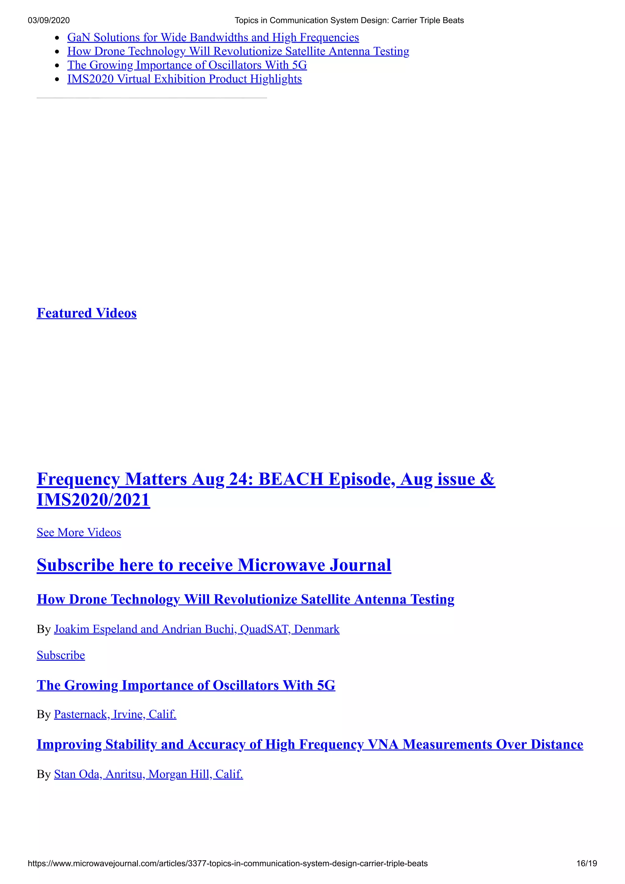 Topics in communication system design carrier triple beats | PDF