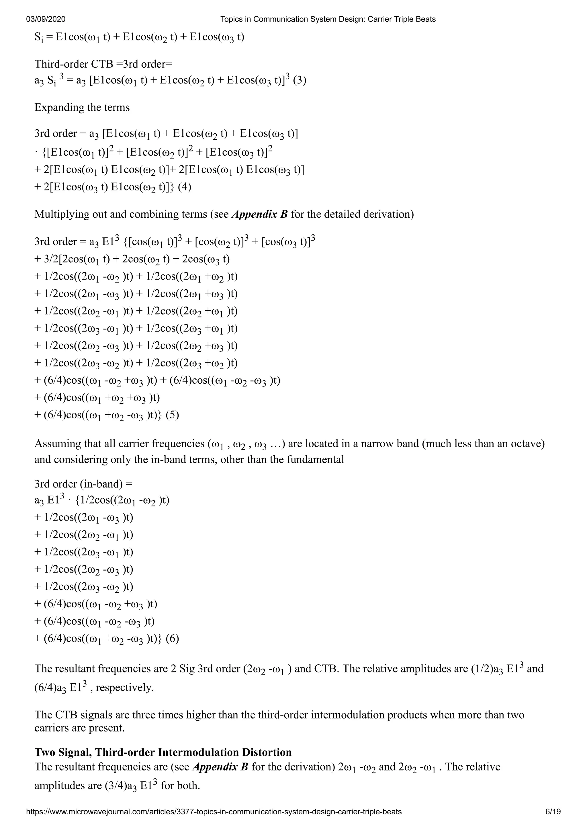 Topics in communication system design carrier triple beats | PDF