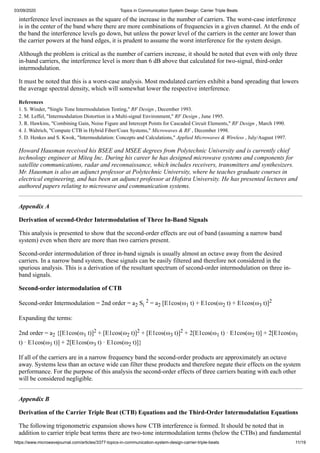 Topics in communication system design carrier triple beats | PDF