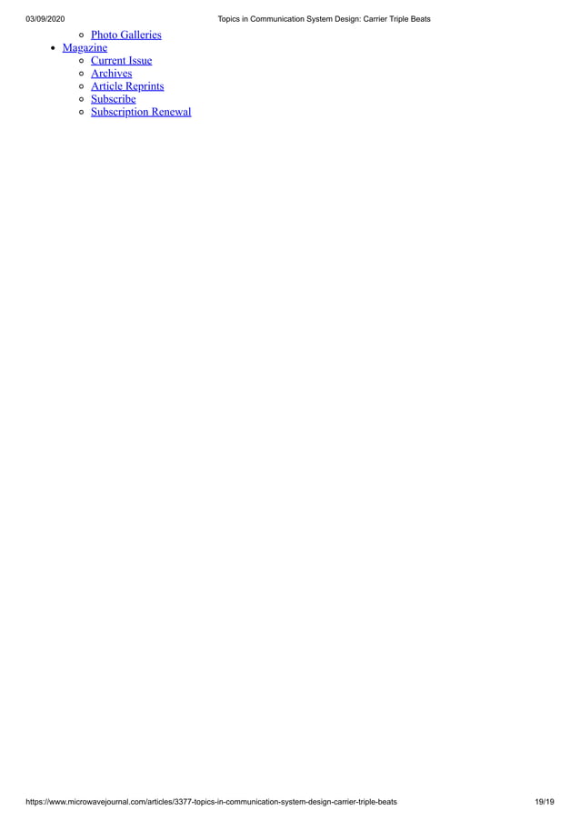 Topics in communication system design carrier triple beats | PDF