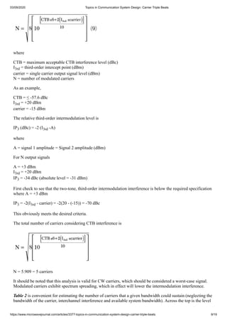 Topics in communication system design carrier triple beats | PDF