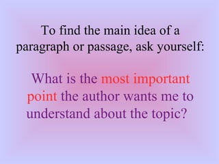 Topics main ideas | PPT