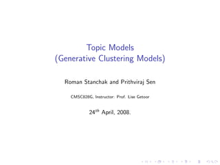 Survey of Generative Clustering Models 2008 | PPT