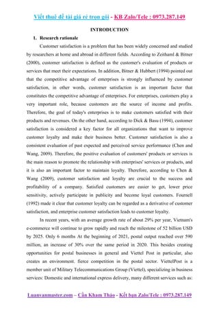 Topic The Factors Effecting Customer Satisfication In Viettel Post.docx