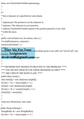 Topic Use stacks to solve Maze. DO NOT USE RECURSION. And do not us.pdf | Programming Languages ...