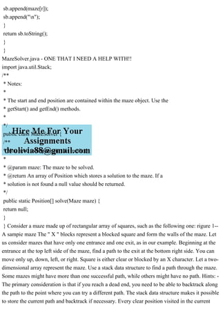 Topic Use stacks to solve Maze. DO NOT USE RECURSION. And do not us.pdf | Programming Languages ...
