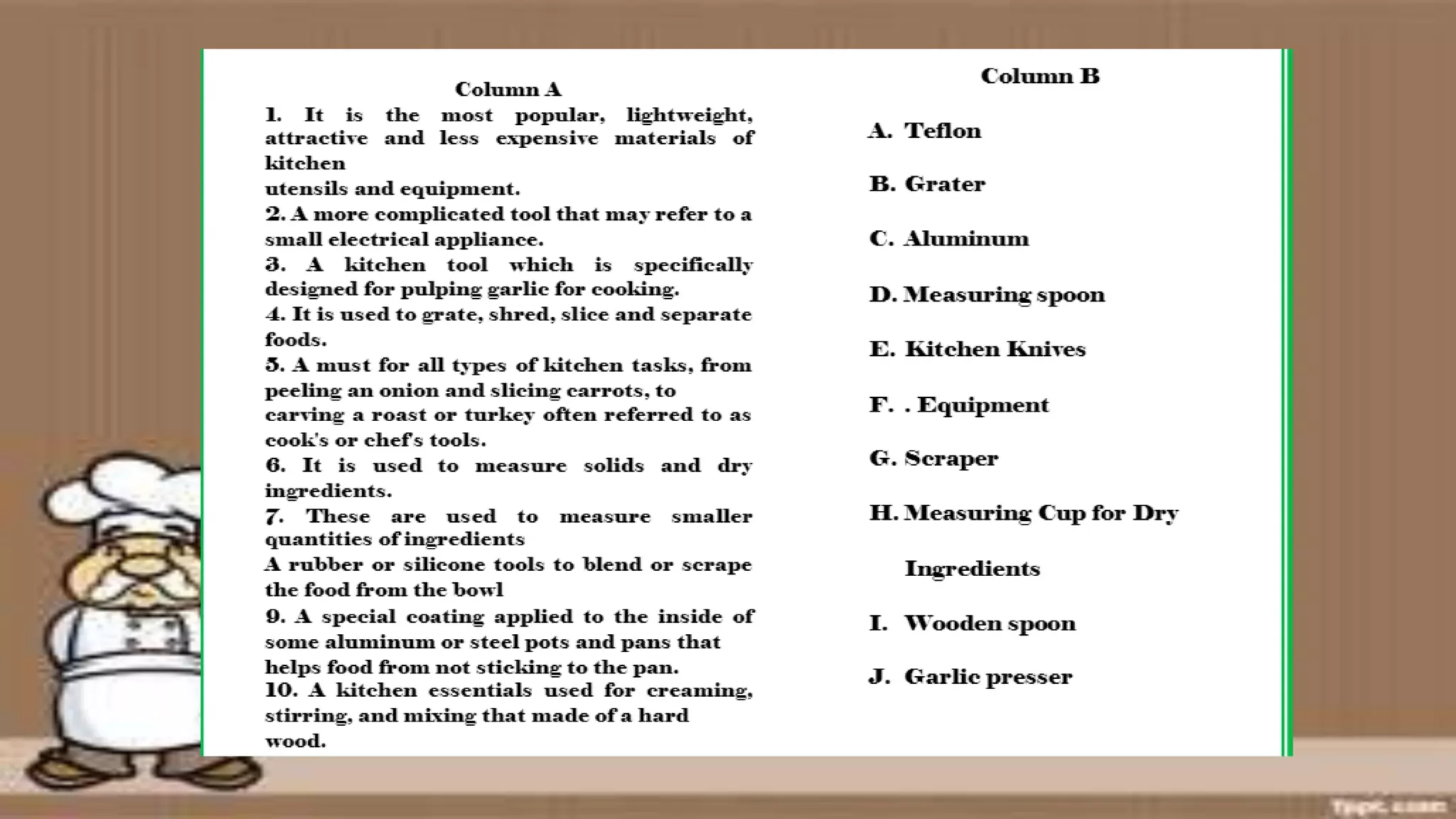 topic 1 cookery | PPTX