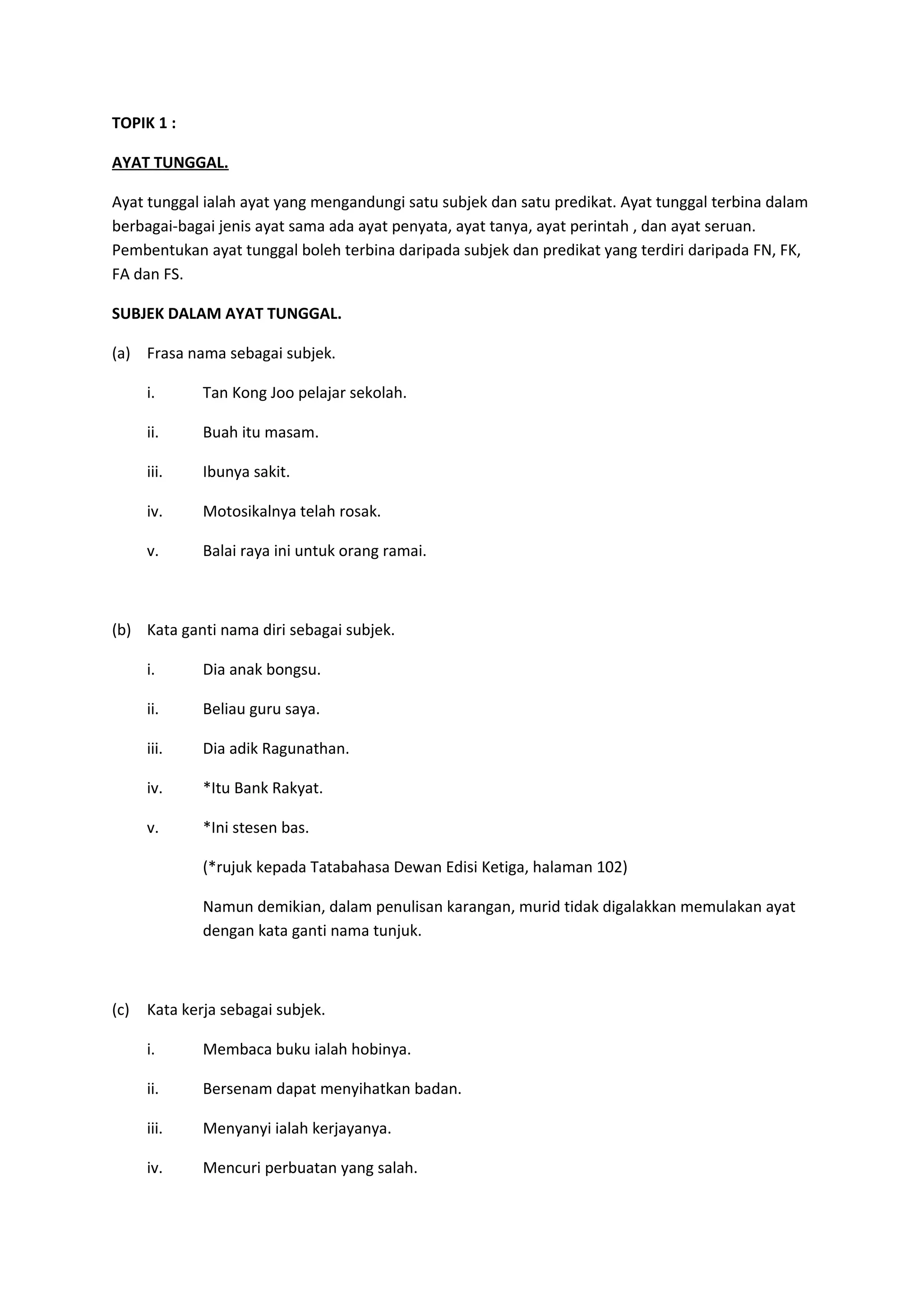 Topik 1-ayat-tunggal | DOC