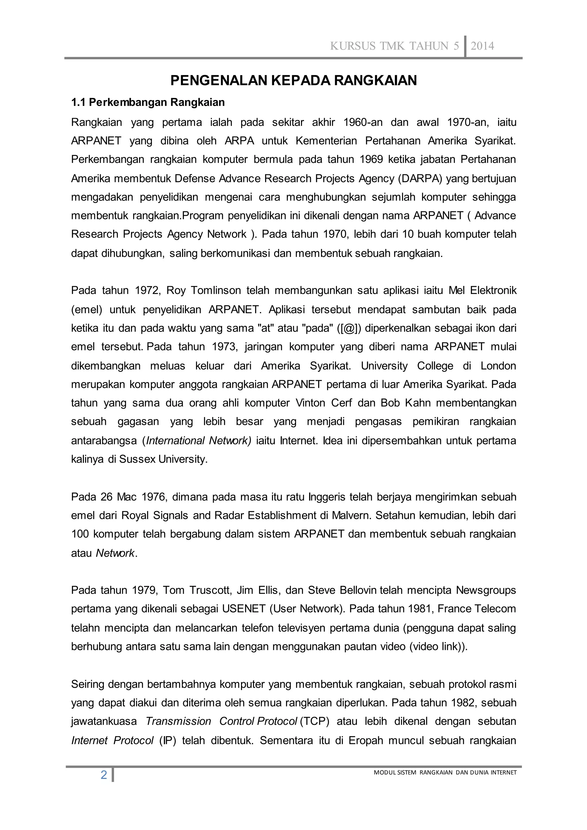 Topik 1 pengenalan kepada rangkaian | DOCX