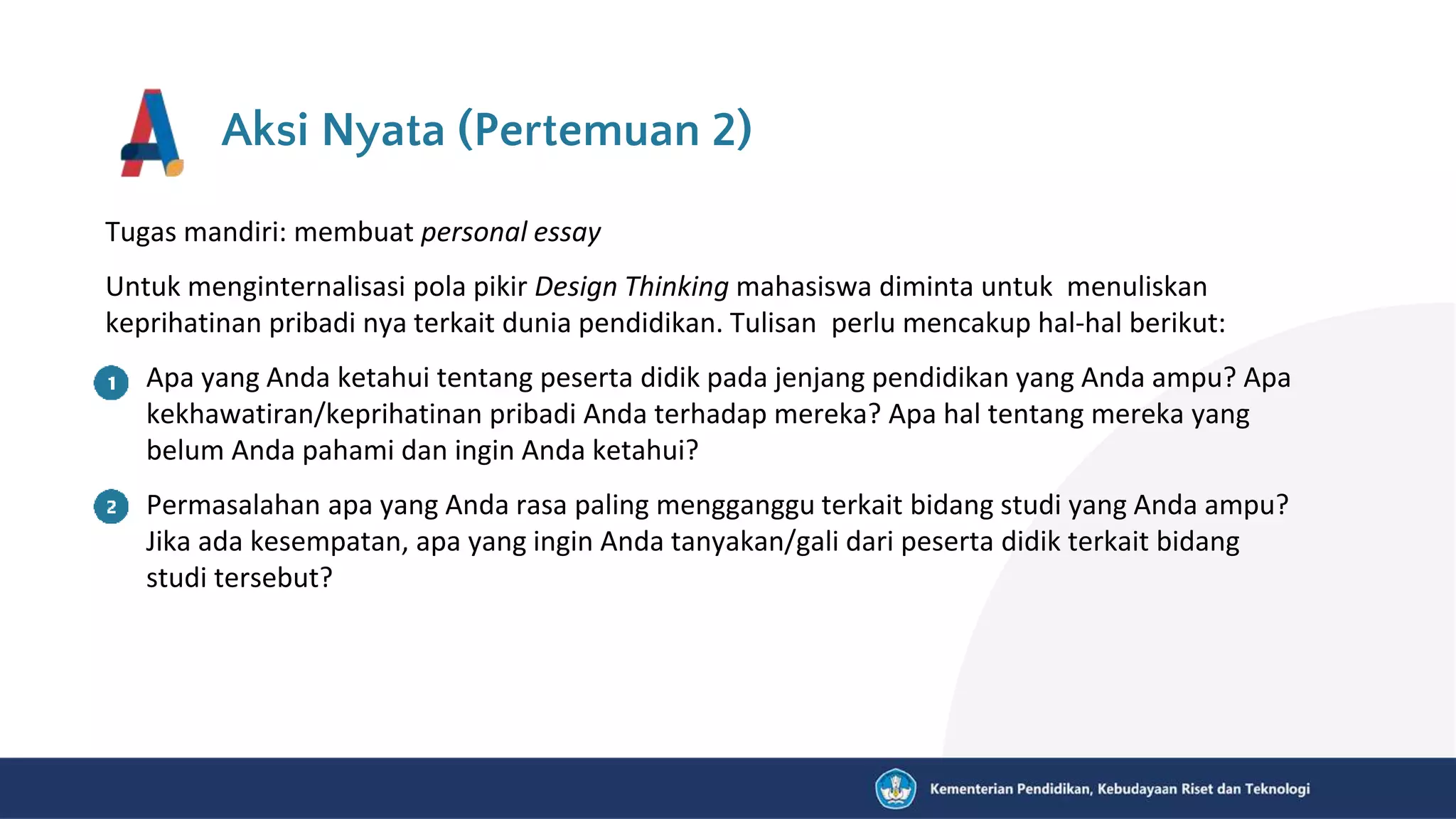 Topik 1_Design Thinking dan Pembelajaran yang Berpusat pada Peserta ...