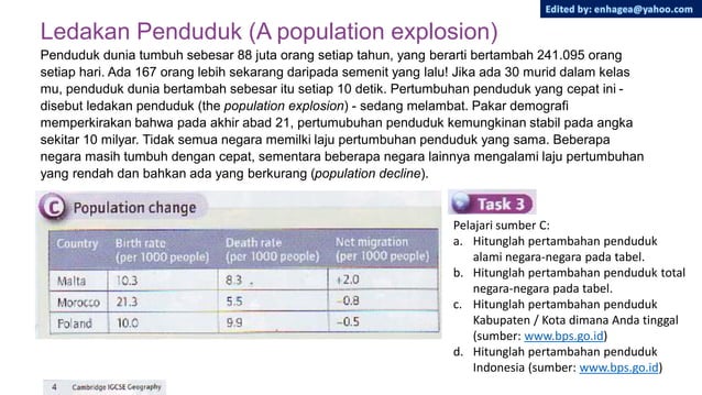 Topik 1 pertumbuhan penduduk igcse cambridge nhuda | PDF