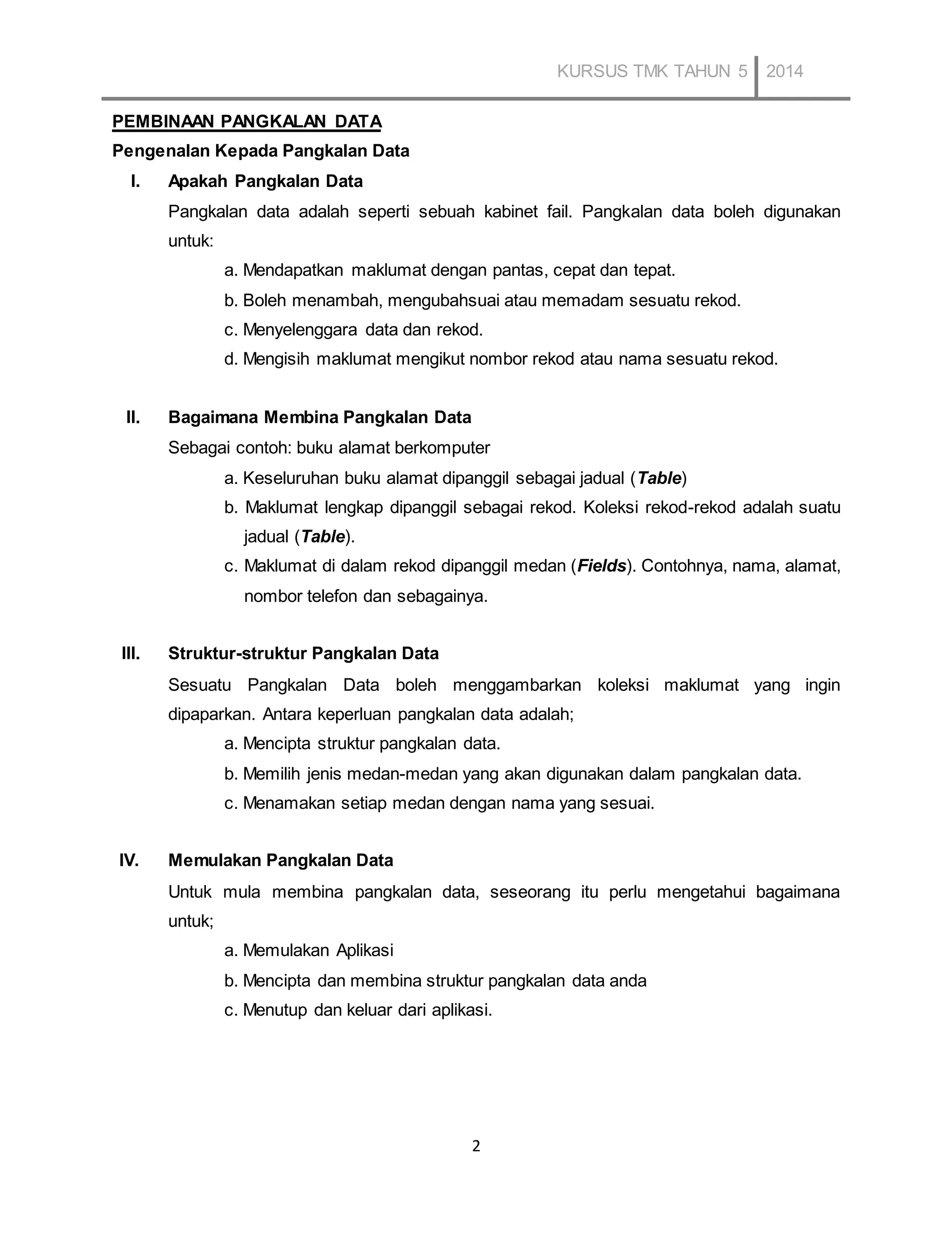 Topik 2 pembangunan pangkalan data | PDF