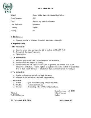 INTRODUCING ONESELF AND OTHERS | DOCX