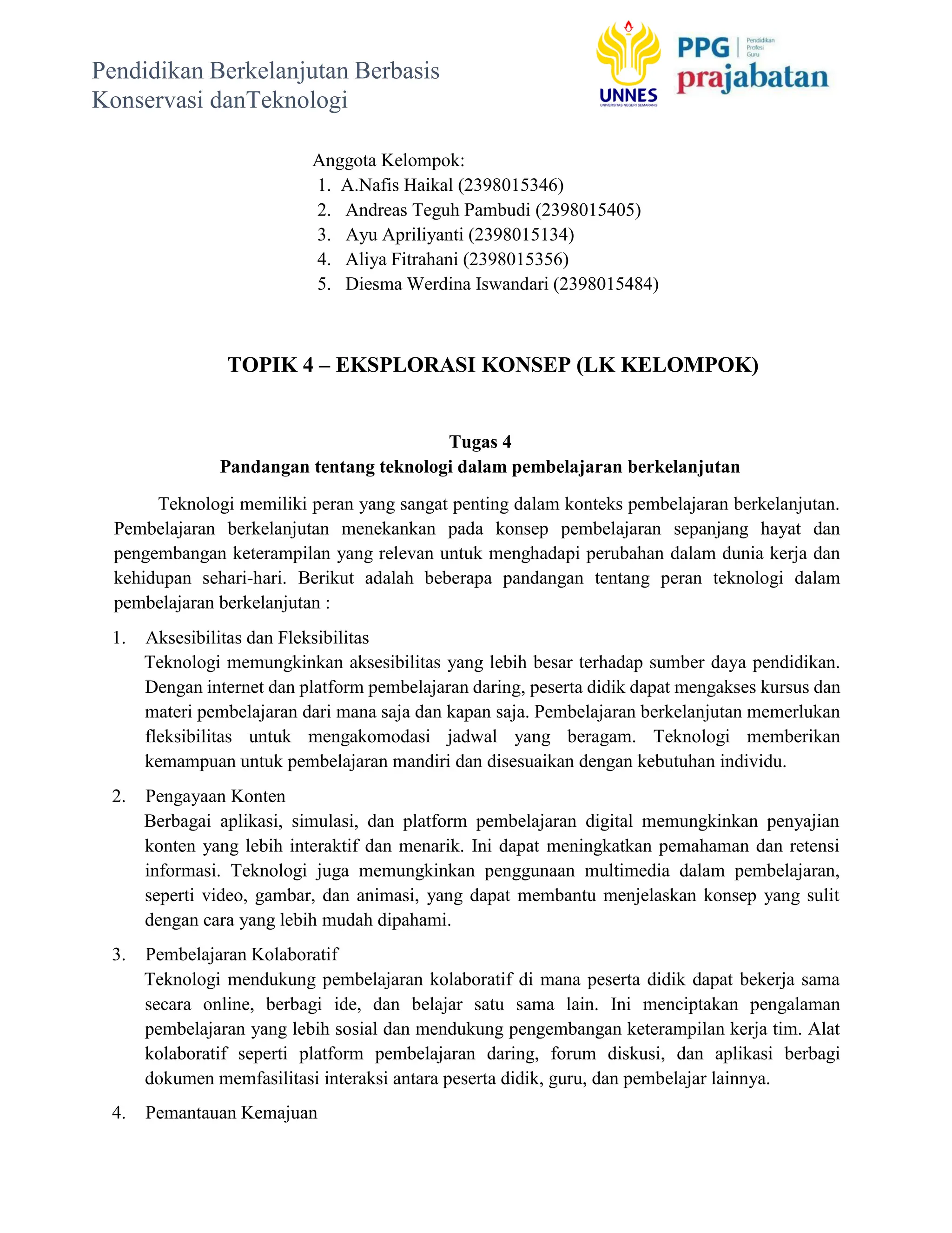 Topik 4_Eksplorasi Konsep LK Kelompok_Pendidikan Berkelanjutan | PDF