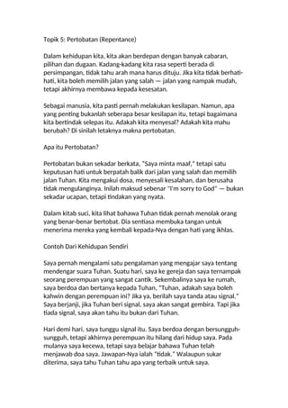 Bab 5 : mari kita Hidup Baru Bermula dengan Pertaubatan | DOCX