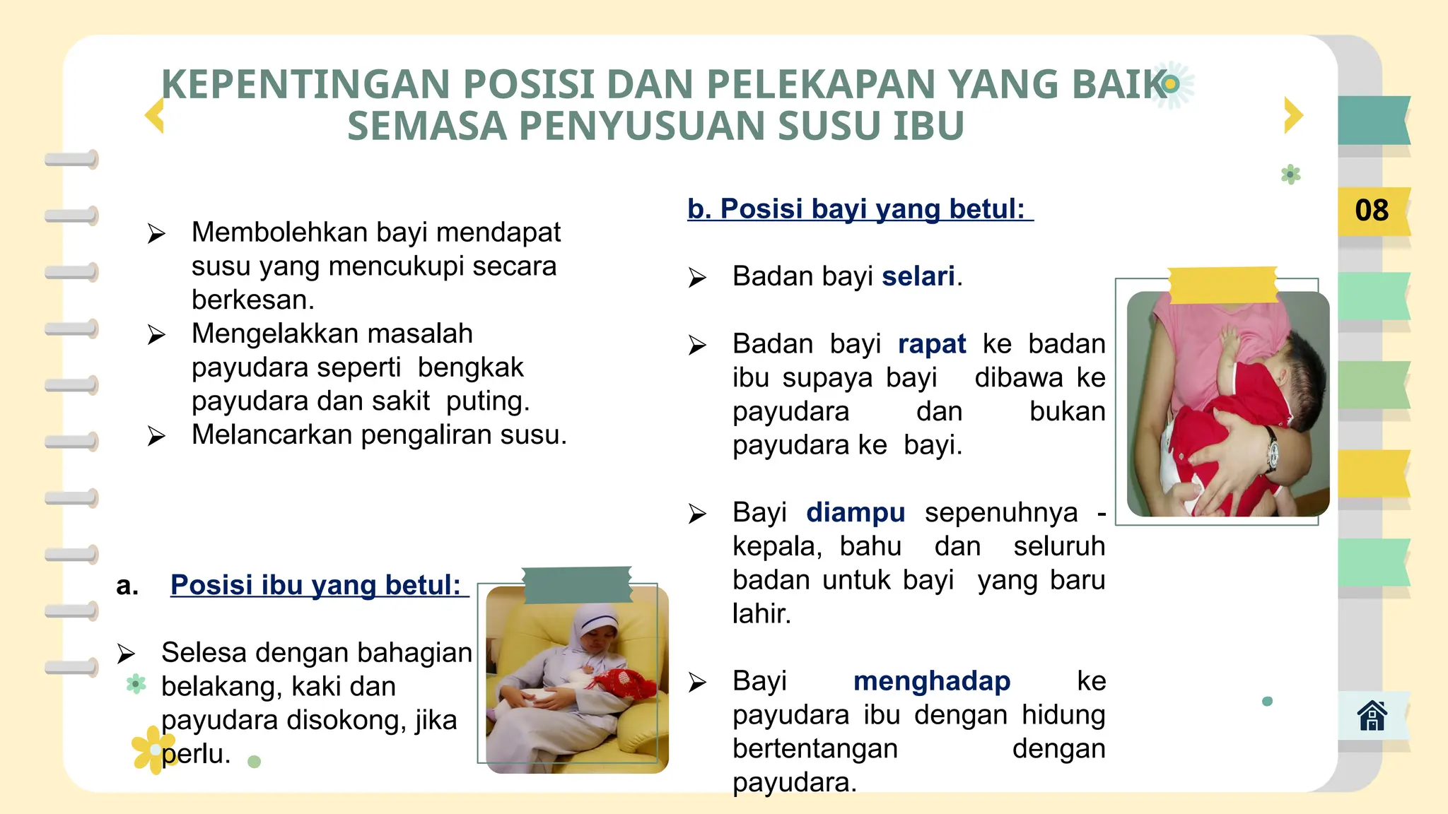 Teknik posisi dan pelekapan bagi penyusuan susu ibu | PPTX