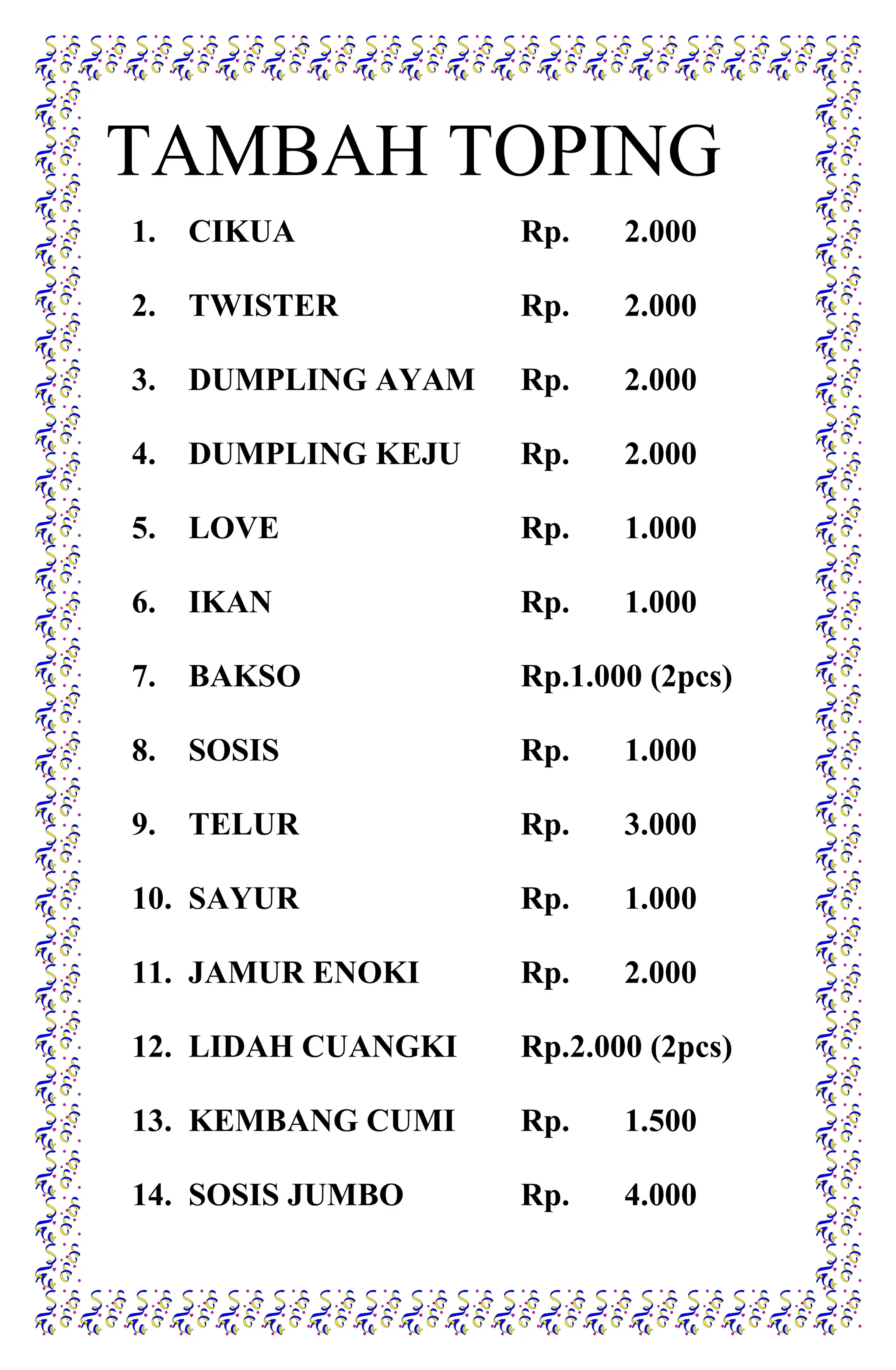 TOPING SEBLAK ANEKA MENU ANEKA RASA HARGA MURAHMERIAH | PDF