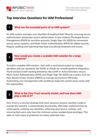 Top Interview Q&A for IAM Professional by InfosecTrain | PDF