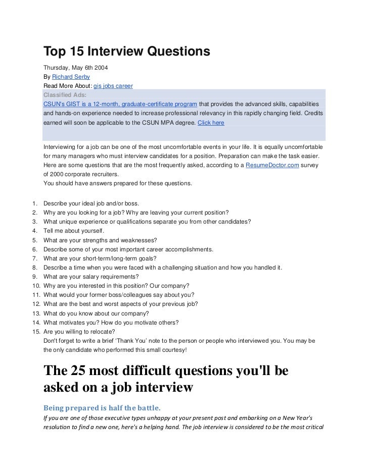 Top interview questions