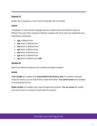 Top interview questions in c | PDF