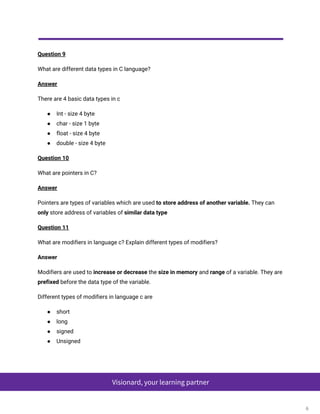 Top interview questions in c | PDF