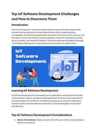Top IoT Software Development Challenges and How to Overcome Them | PDF