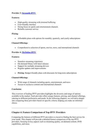 Top IPTV Providers: Features, Pricing, and Channels Compared | PDF