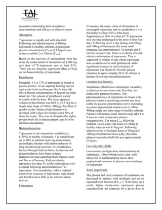 Topiramate tablets ip 25mg, 50mg, 100mg taj pharma smpc | PDF | Free ...