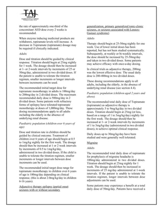 Topiramate tablets ip 25mg, 50mg, 100mg taj pharma smpc | PDF | Free ...