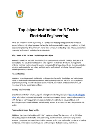 Top Jaipur Institution for BTech in Electrical Engineering.docx