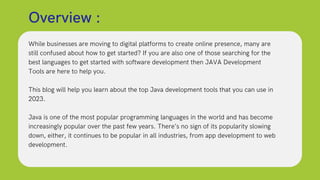 Top Java Development Tools To Use In 2023 | PDF