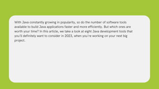 Top Java Development Tools To Use In 2023 | PDF