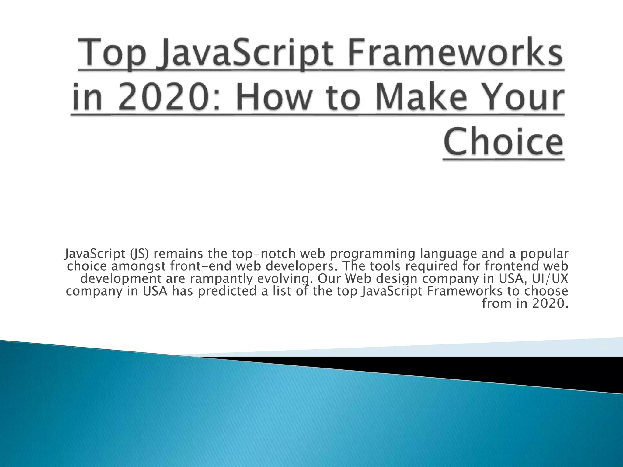 Sandeep Chauhan Top Java Script Frameworks In 2020 Ppt