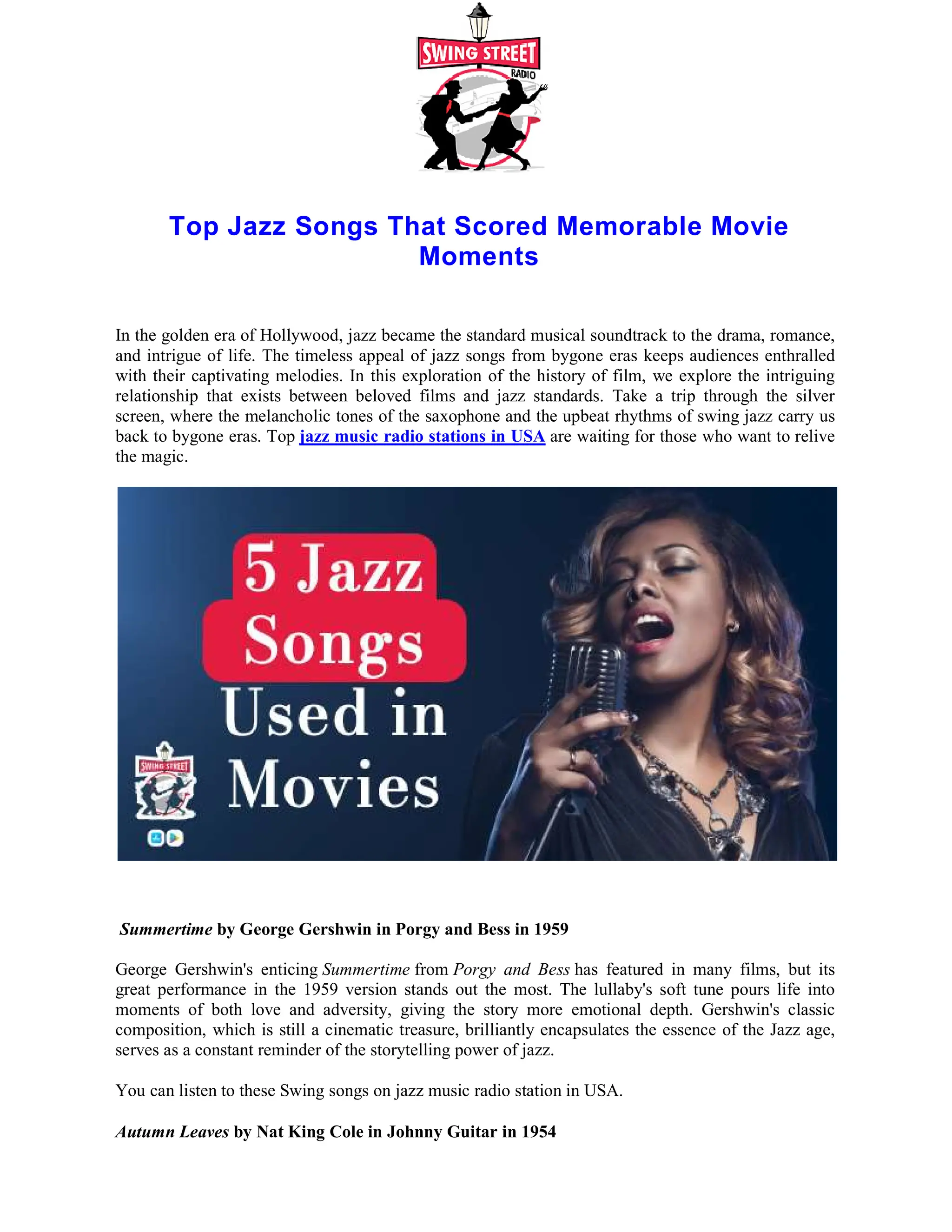 Top Jazz Songs That Scored Memorable Movie Moments.pdf | Soundtracks ...