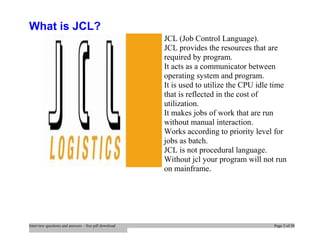 Top jcl interview questions and answers job interview tips | PPT