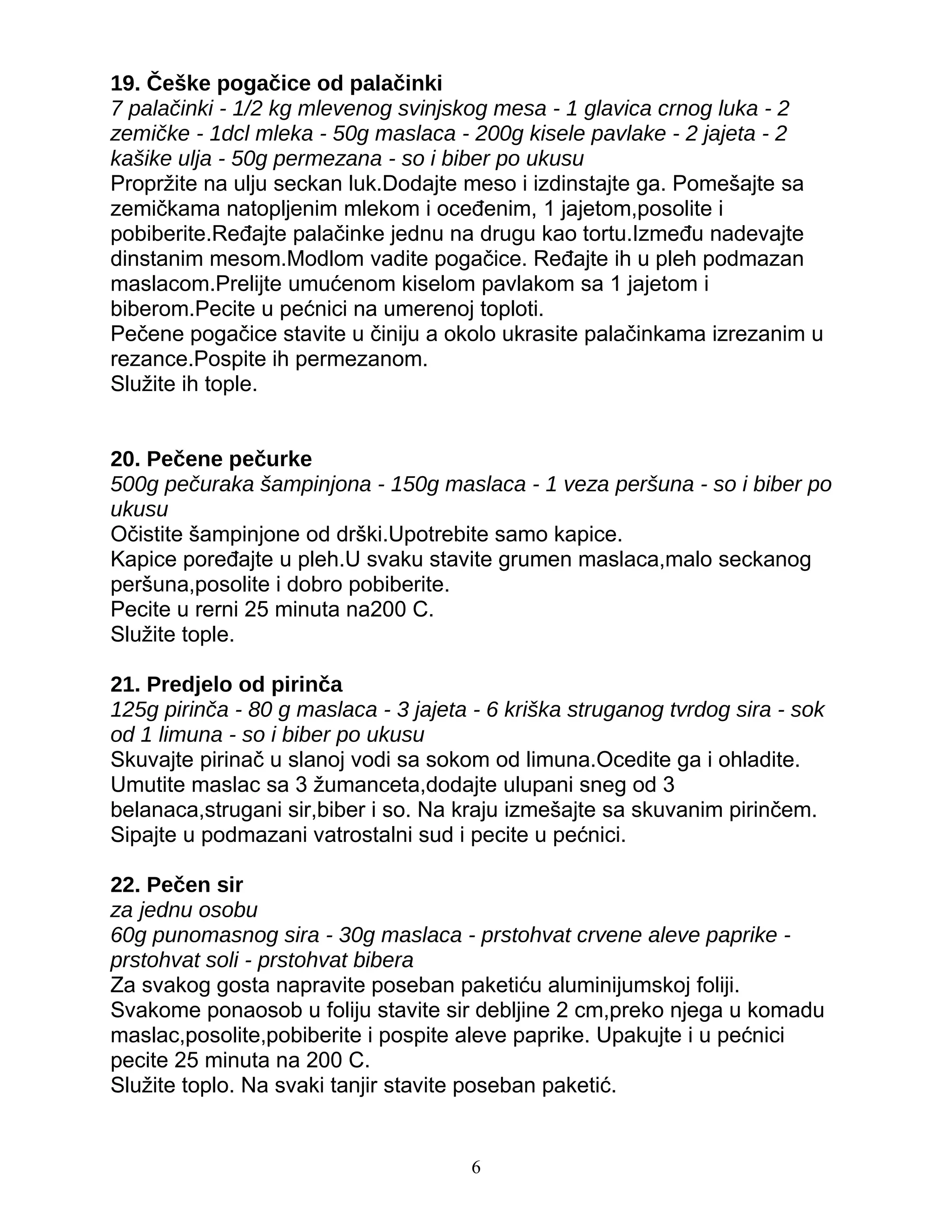 Topla predjela | DOC