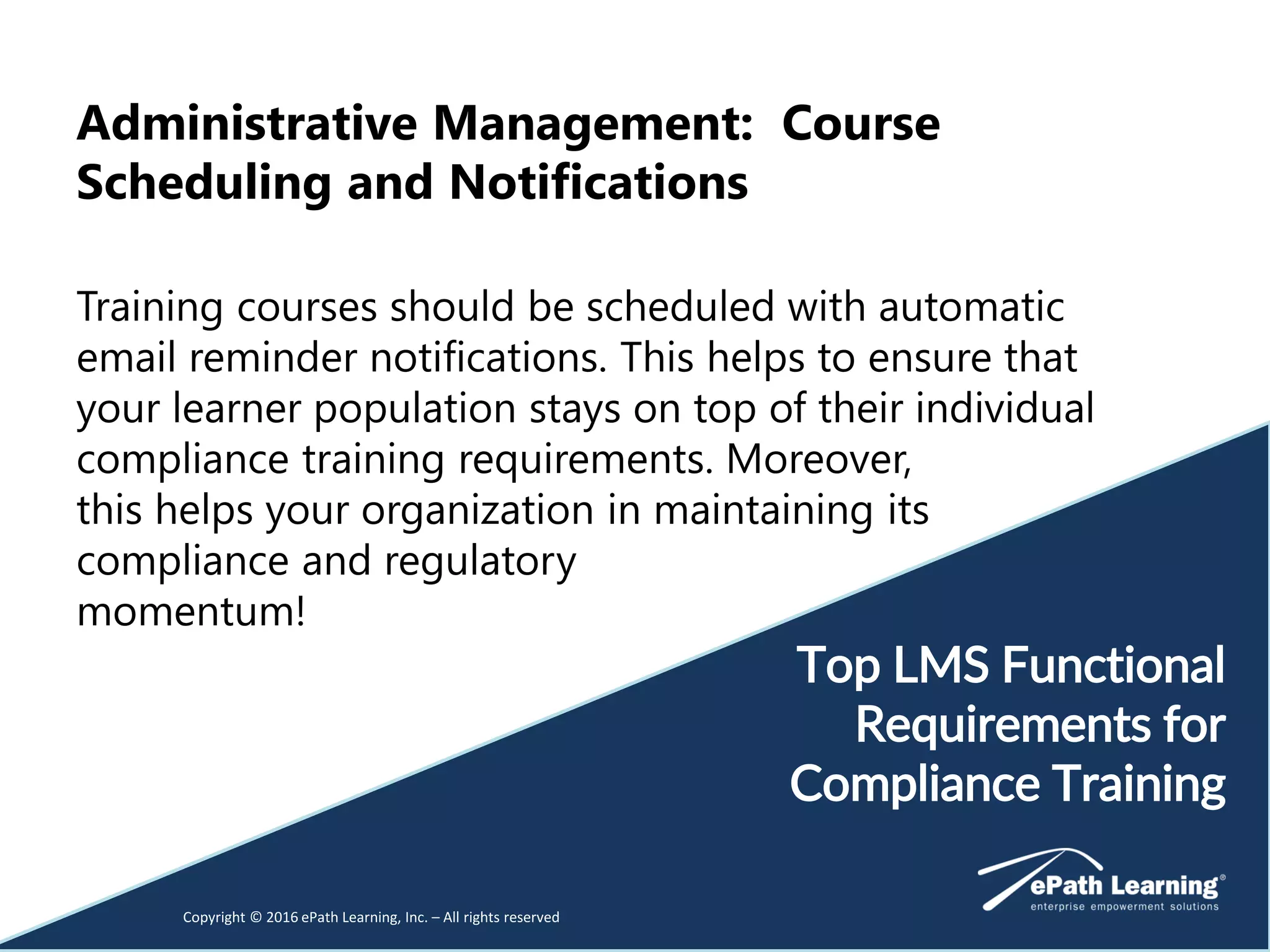 Top LMS Functional Requirements for Compliance Training | PPT